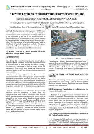 IRJET- A Review Paper on Existing Pothole Detection Methods | PDF