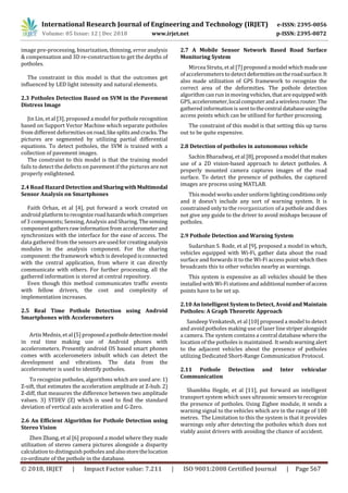 IRJET- A Review Paper on Existing Pothole Detection Methods | PDF