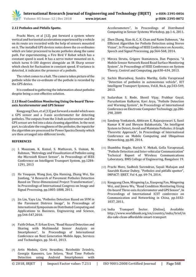 IRJET- A Review Paper on Existing Pothole Detection Methods | PDF