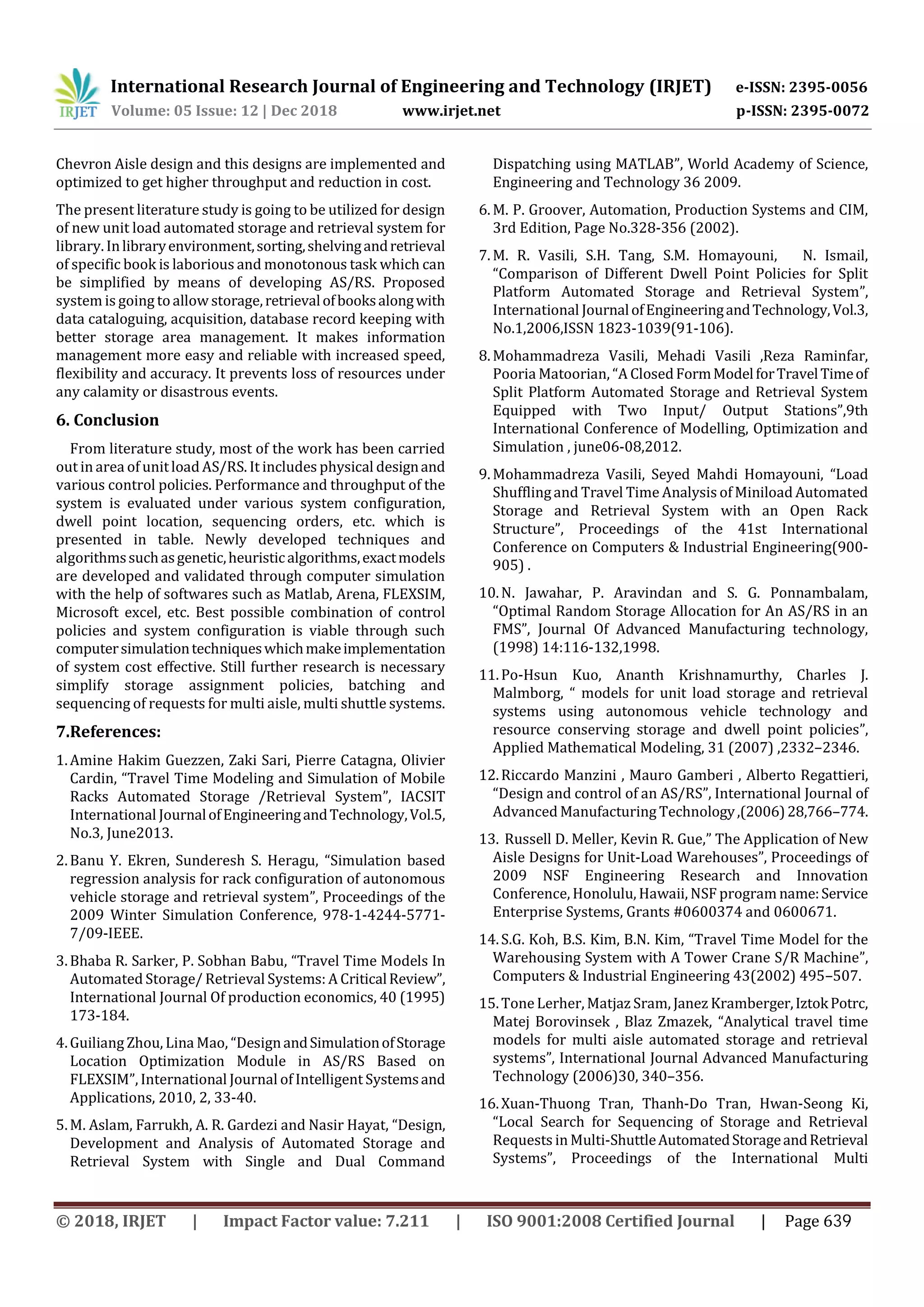 IRJET- A Review on Automated Storage and Retrieval System | PDF