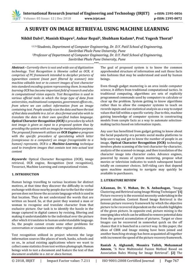 IRJET- A Survey on Image Retrieval using Machine Learning | PDF