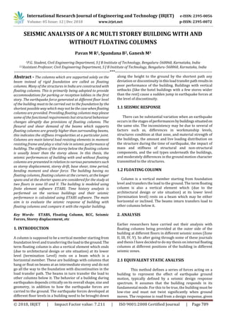 IRJET- Seismic Analysis of a RC Multi Storey Building with and without Floating Columns | PDF