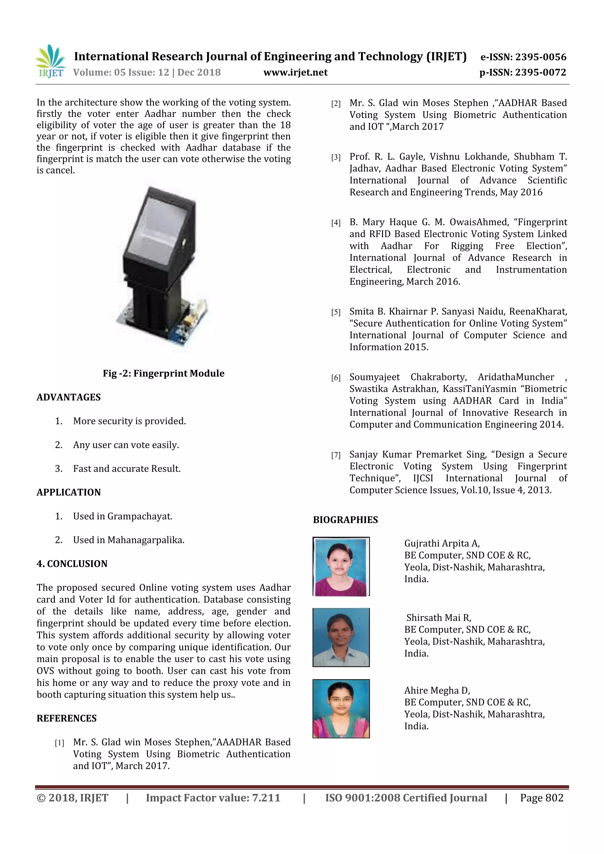 IRJET- Aadhar Card based Online Voting System | PDF