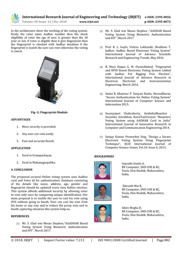 IRJET- Aadhar Card based Online Voting System | PDF | Internet | Computing