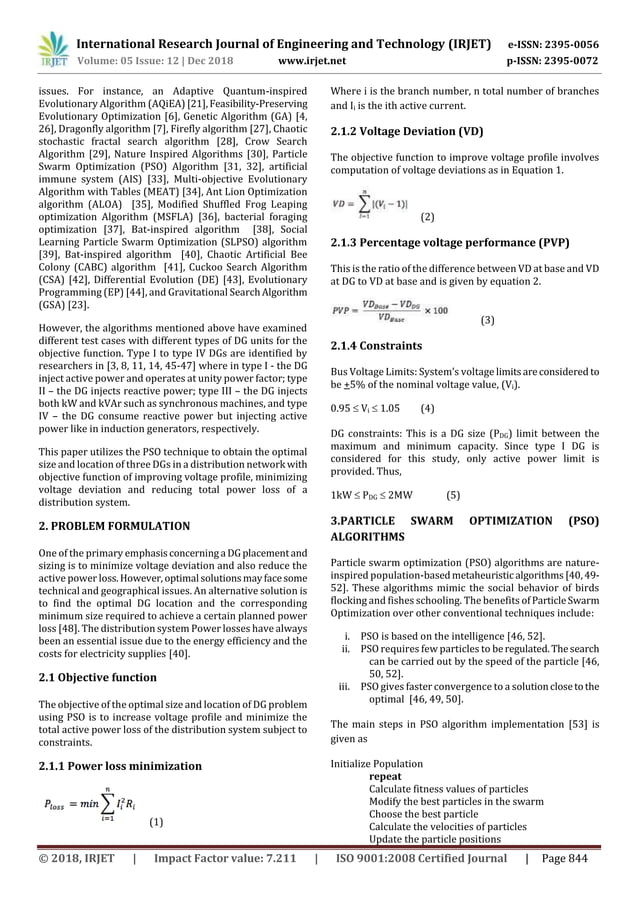Irjet Comprehensive Analysis On Optimal Allocation And Sizing Of Distributed Generation Units
