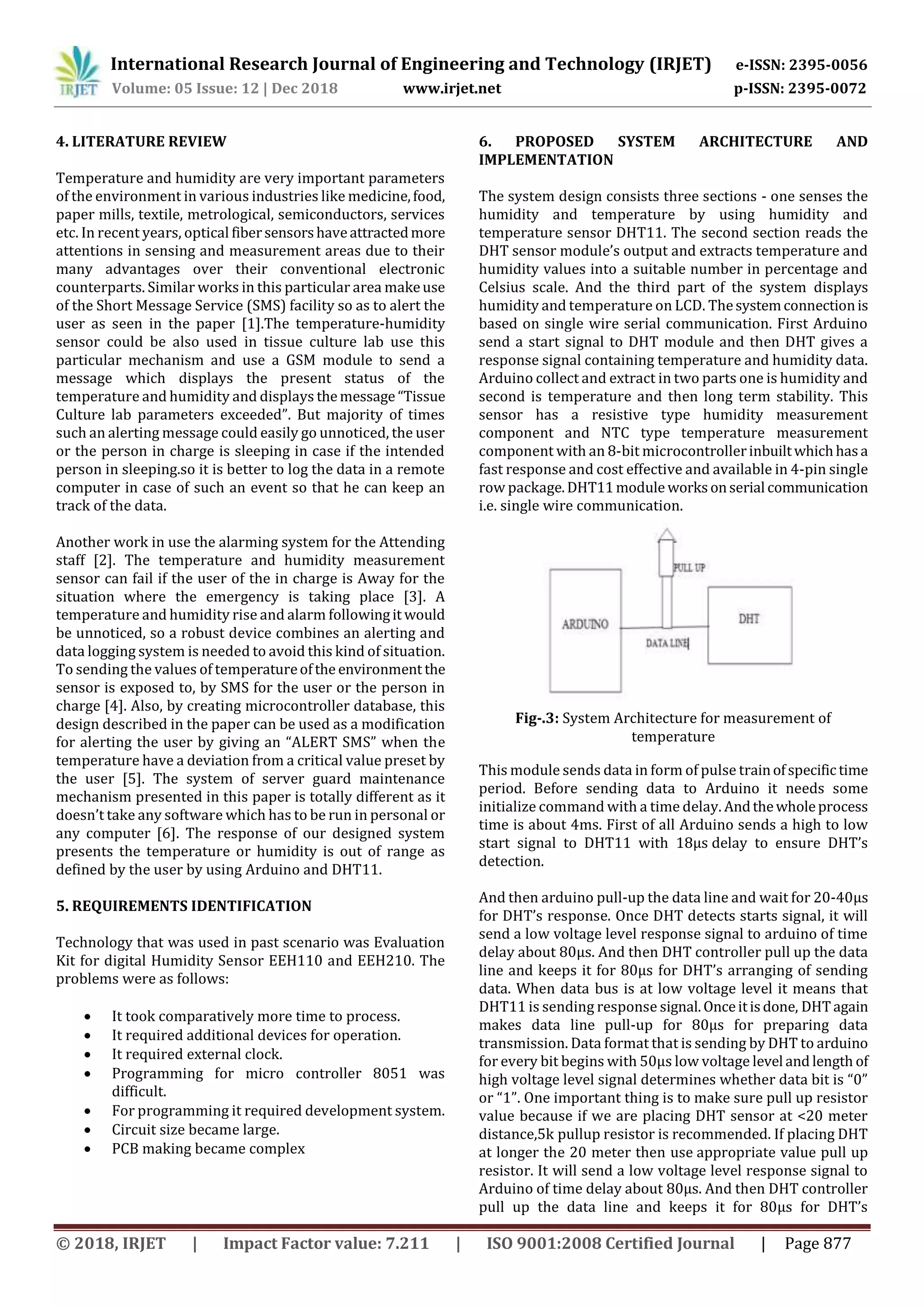 IRJET- Measurement of Temperature and Humidity by using Arduino Tool and DHT11 | PDF