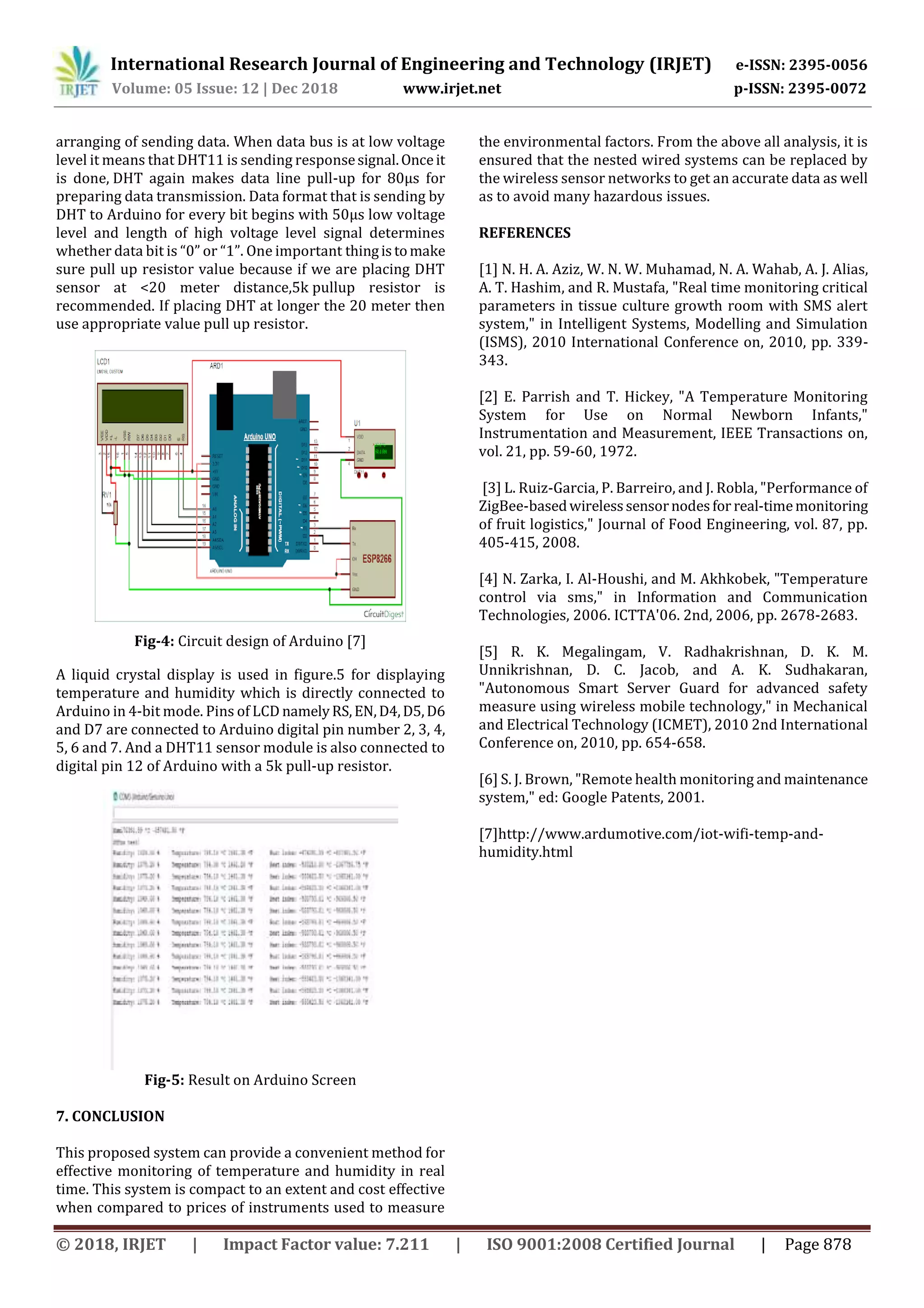 IRJET- Measurement of Temperature and Humidity by using Arduino Tool and DHT11 | PDF