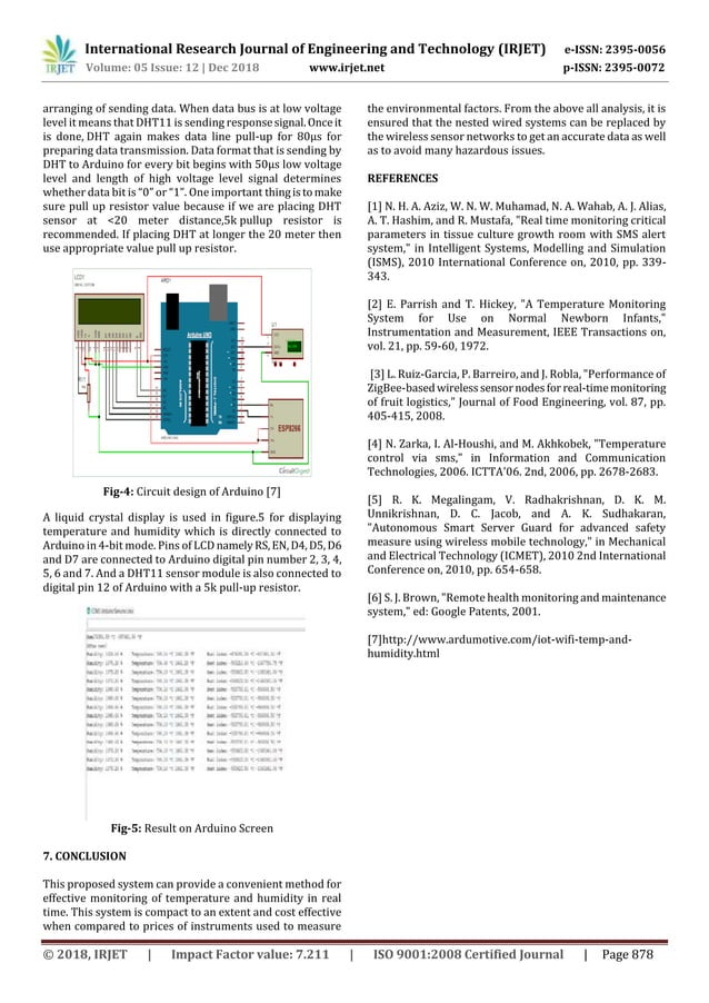 IRJET- Measurement of Temperature and Humidity by using Arduino Tool and DHT11 | PDF