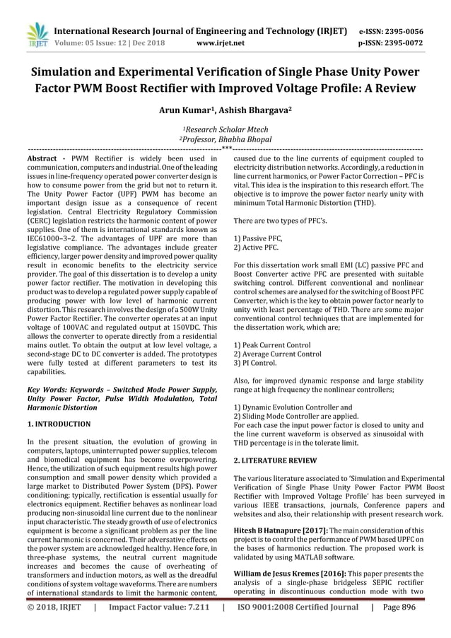 IRJET- Simulation and Experimental Verification of Single Phase Unity Power Factor PWM Boost ...