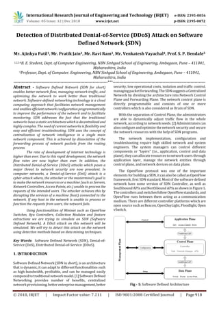 IRJET- Detection of Distributed Denial-of-Service (DDos) Attack on Software Defined Network (SDN ...