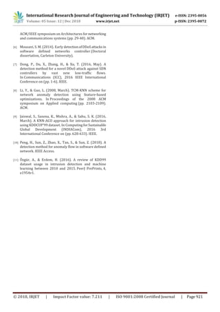 IRJET- Detection of Distributed Denial-of-Service (DDos) Attack on Software Defined Network (SDN ...