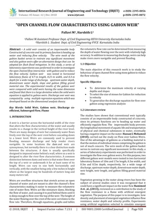 IRJET- Open Channel Flow Characteristics using Gabion Weir | PDF