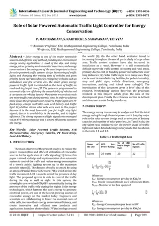 IRJET- Role of Solar Powered Automatic Traffic Light Controller for Energy Conservation | PDF