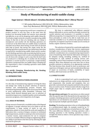 Study of Manufacturing of Multi-Saddle Clamp | PDF