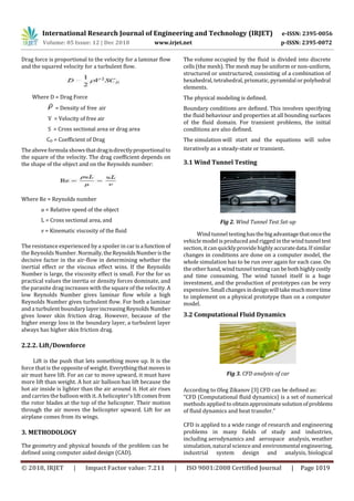 IRJET- Fluid Dynamics Simulation of a Car Spoiler for Drag Reduction and to Increase Downforce | PDF