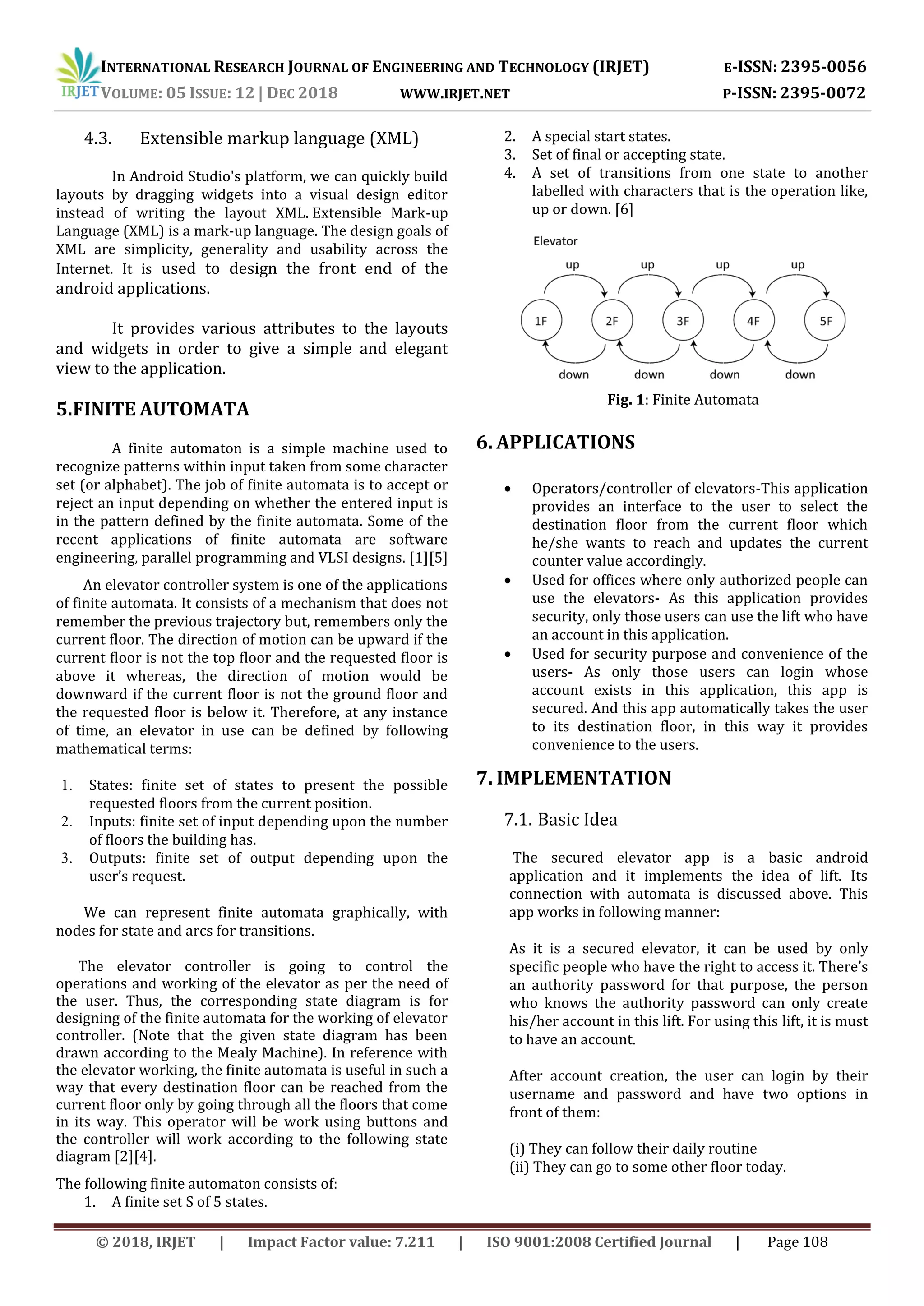 IRJET- Elevator Control System using Finite Automata | PDF