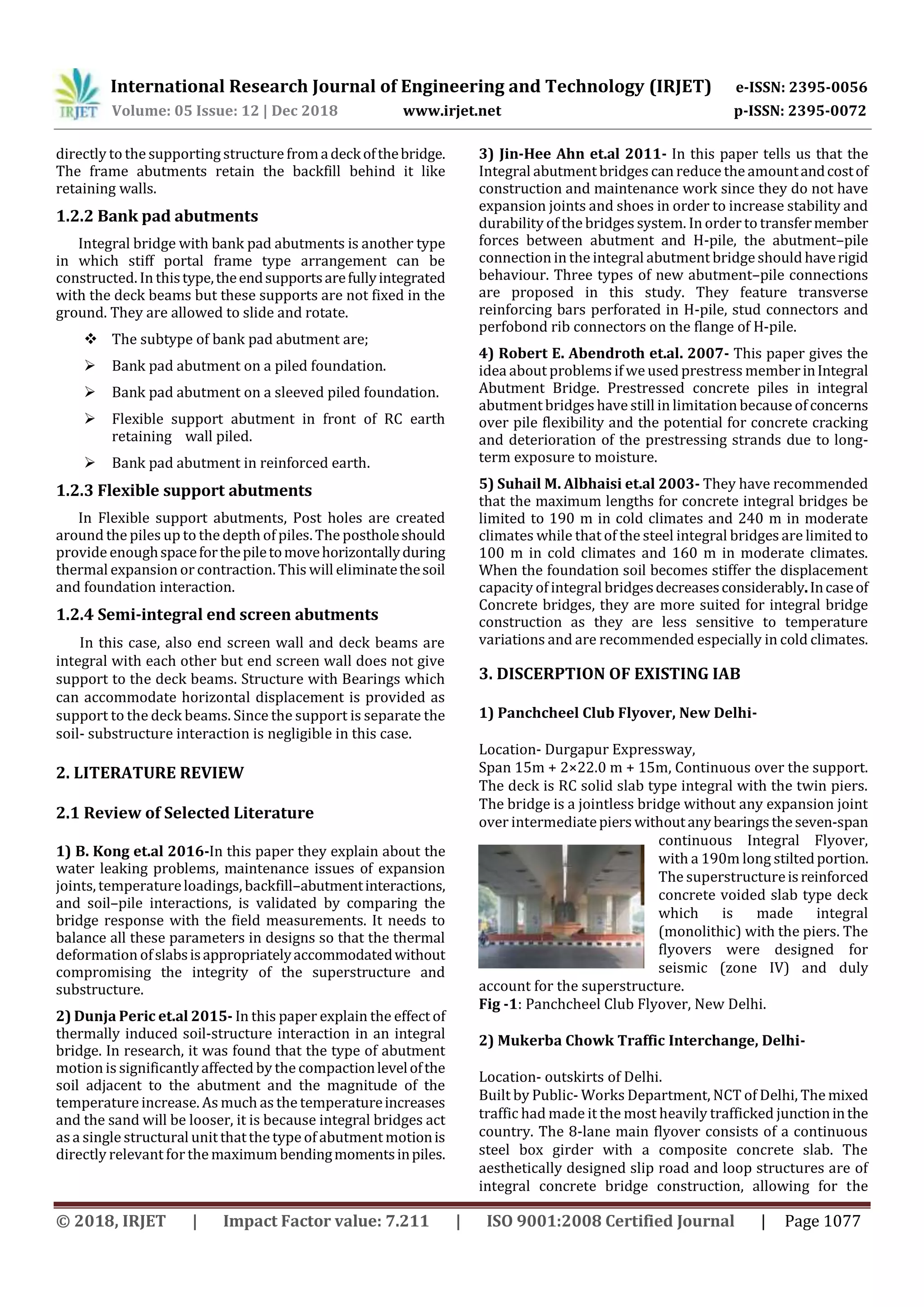 IRJET- Integral Abutment Bridge- A Review and Comparison of the ...