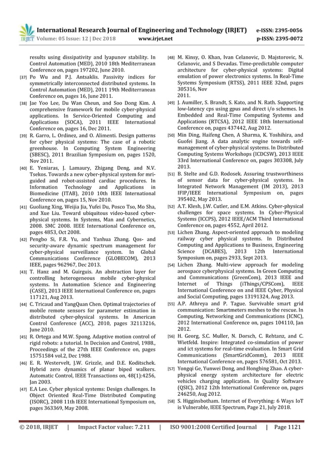 IRJET- Architectural Modeling and Cybersecurity Analysis of Cyber-Physical Systems - A Technical ...