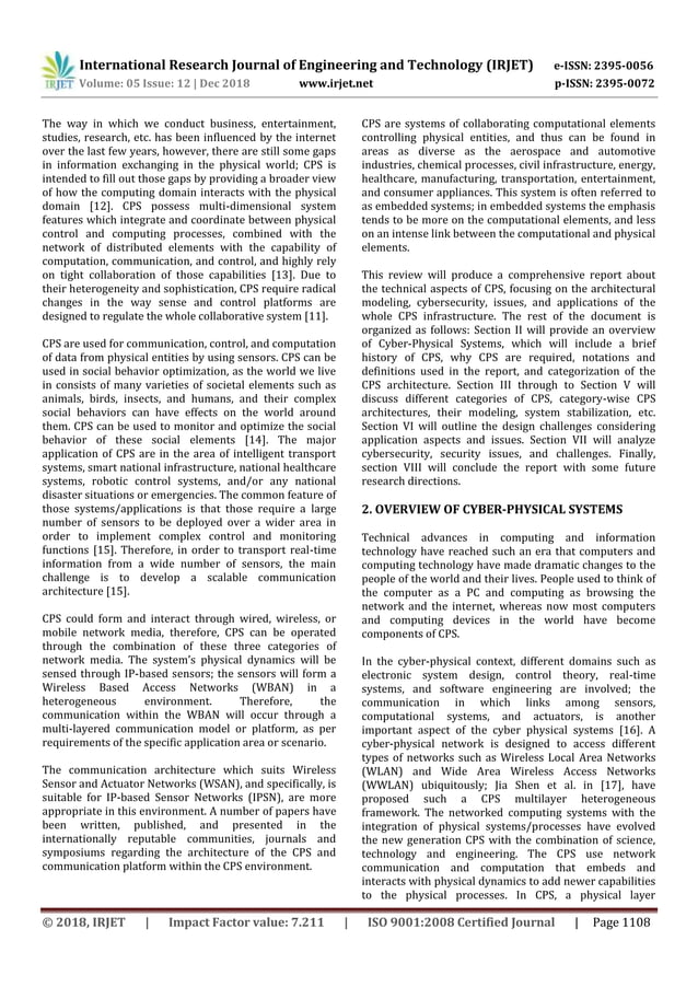 IRJET- Architectural Modeling and Cybersecurity Analysis of Cyber-Physical Systems - A Technical ...