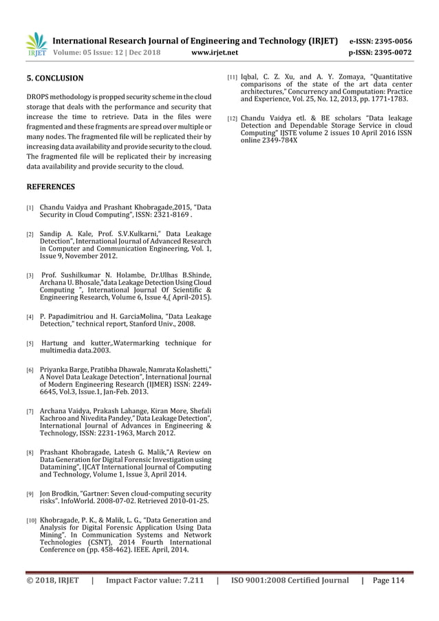 IRJET- Detecting Data Leakage and Implementing Security Measures in Cloud Computing | PDF