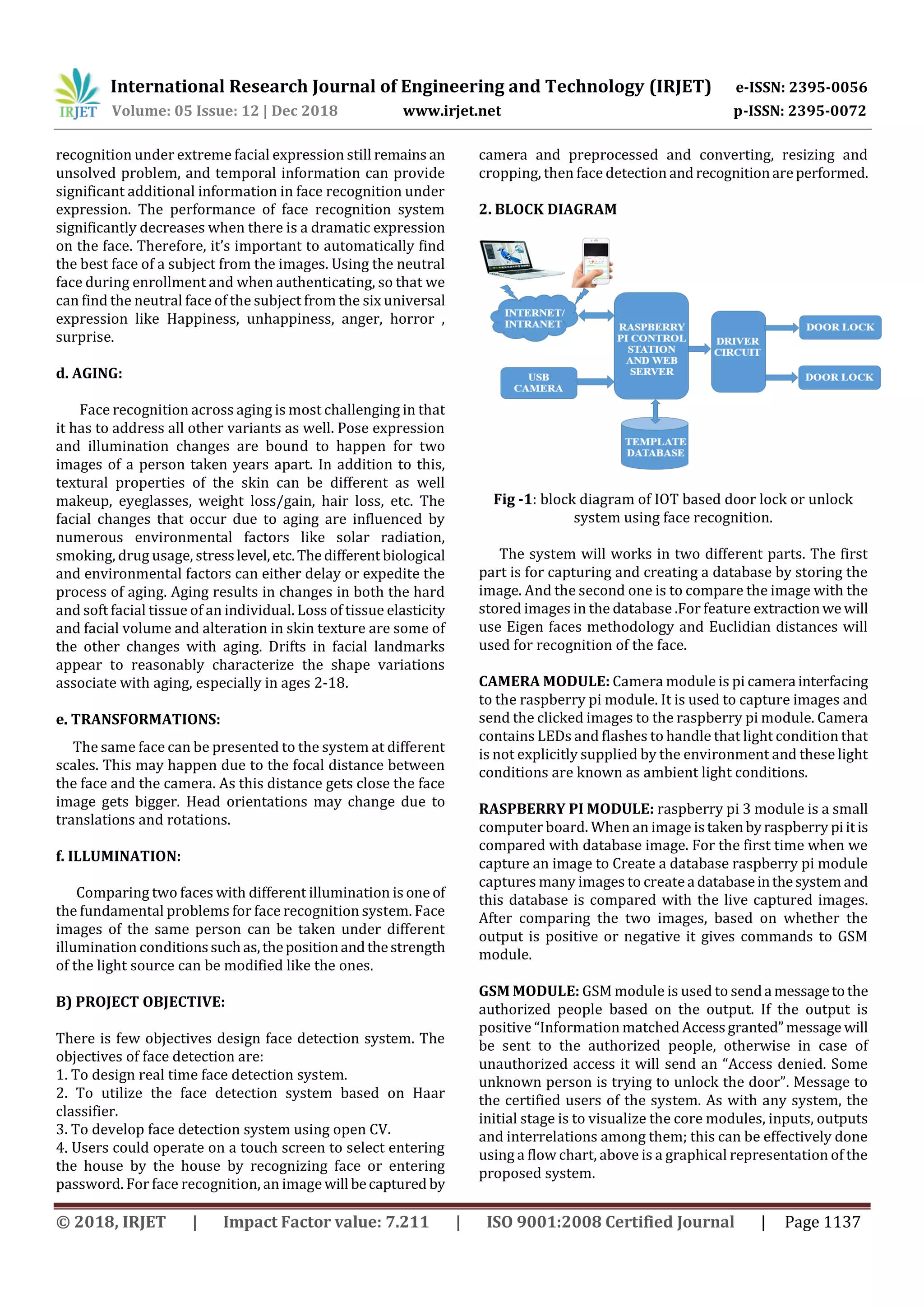 IRJET- IoT based Door Lock and Unlock System using Face Recognition | PDF