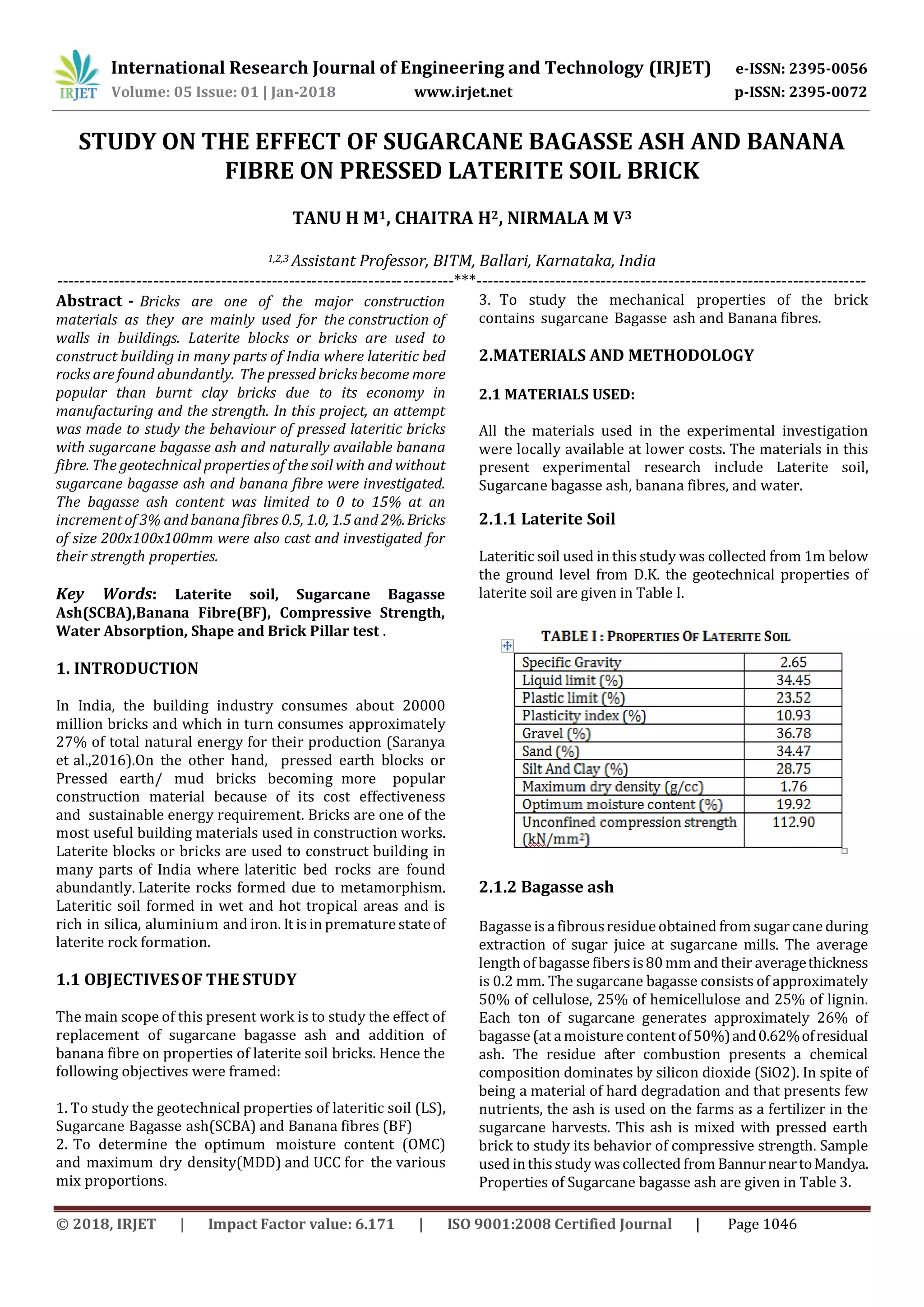 Study on the Effect of Sugarcane Bagasse Ash and Banana Fibre on ...