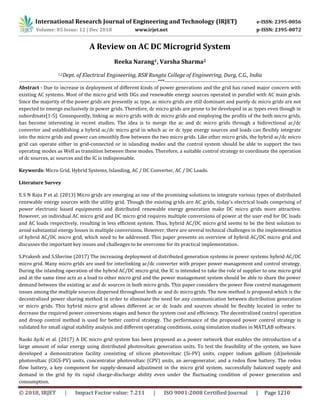 IRJET- A Review on AC DC Microgrid System | PDF