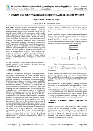 IRJET- A Review on Security Attacks in Biometric Authentication Systems | PDF | Information and ...
