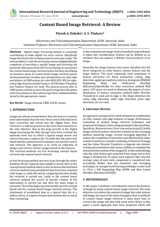 Content Based Image Retrieval: A Review | PDF