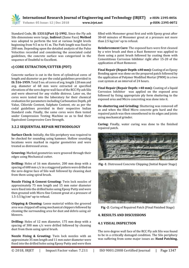 IRJET- RCC Fly Ash Silo Repair based on Visual Inspection and PDT/NDTs ...