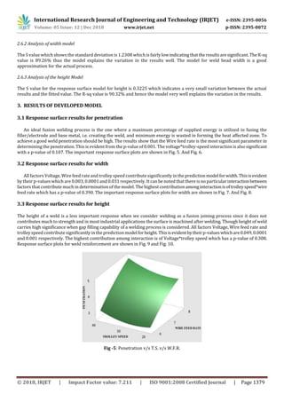 IRJET- Development of Mathematical Models to Predict Weld Bead Geometry of Butt Welded HSLA ...
