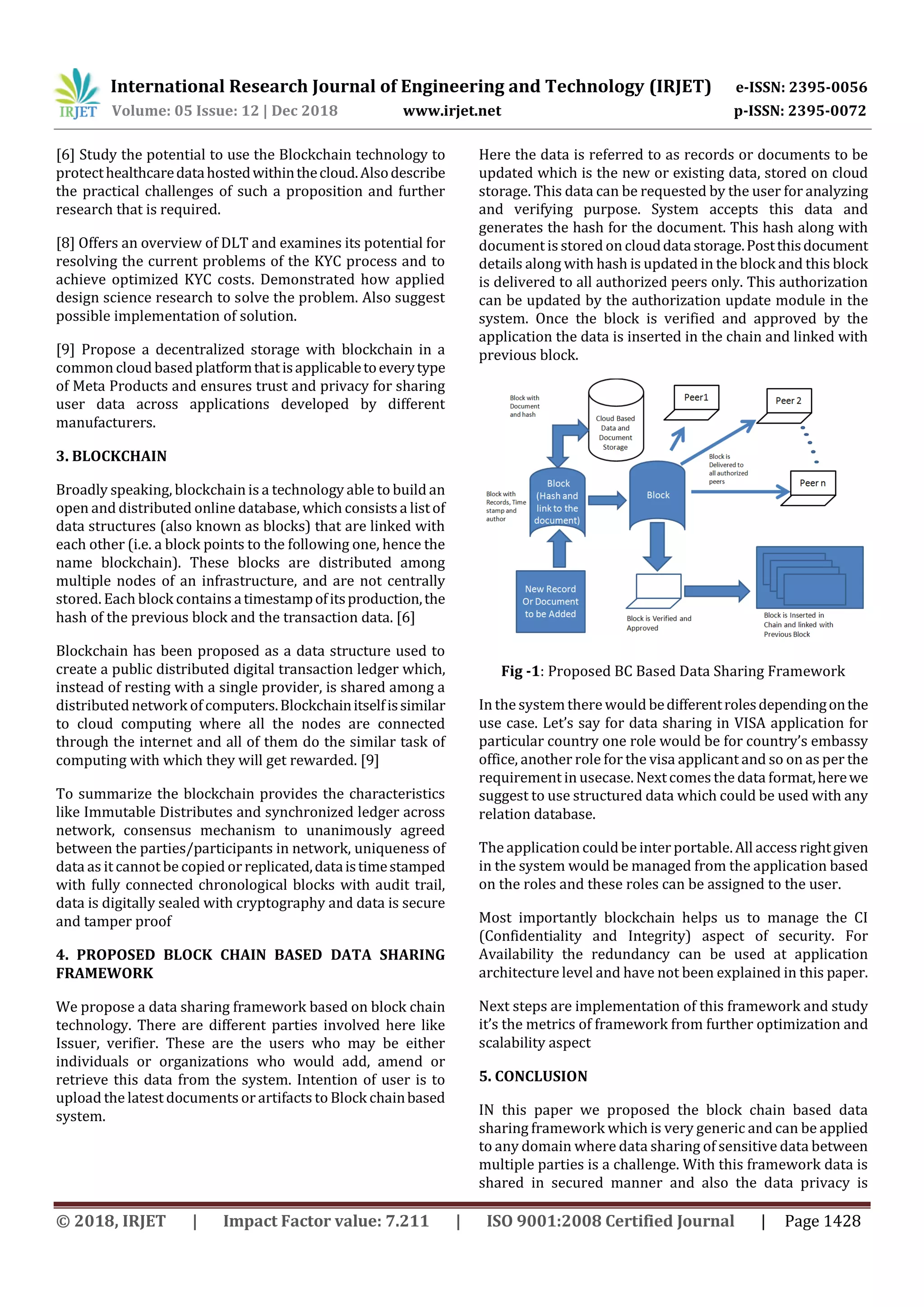 Irjet Blockchain Based Data Sharing Framework Pdf Databases Computer Software And