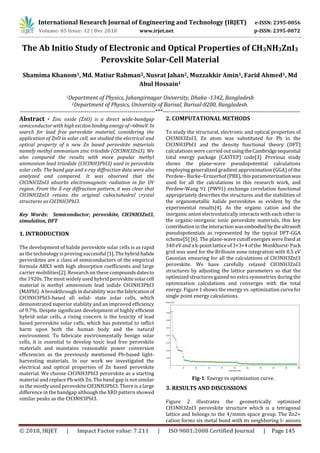 IRJET- The Ab Initio Study of Electronic and Optical Properties of CH3NH3ZnI3 Perovskite Solar ...