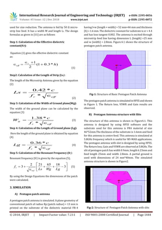 IRJET- Design and Implementation of Pentagon Patch Antennas with Slit ...