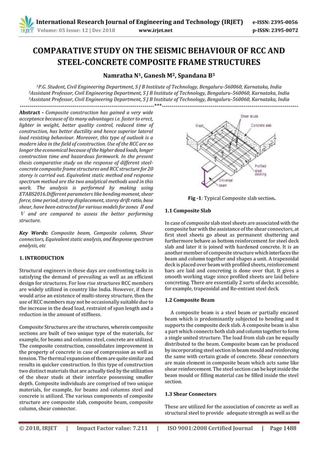 IRJET- Comparative Study on the Seismic Behaviour of RCC and Steel-Concrete Composite Frame ...
