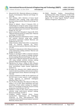 IRJET- Implementation of Multi-Criteria Decision Making for Selection ...