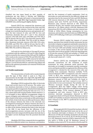 IRJET- Application of Electrocoagulation in Wastewater Treatment: A ...