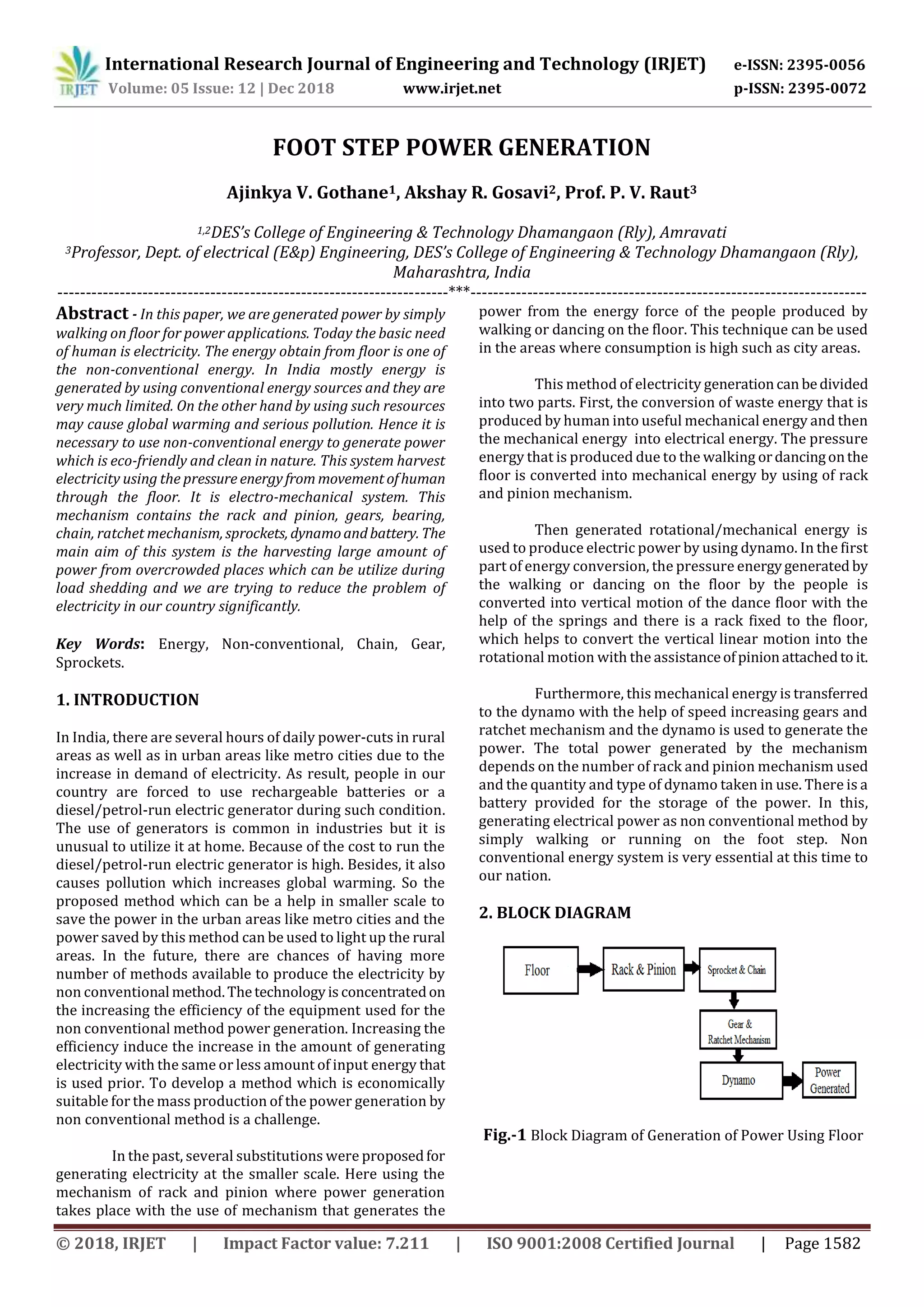IRJET- Foot Step Power Generation | PDF