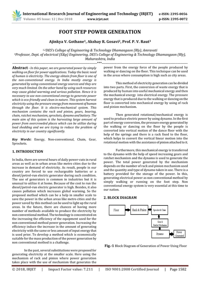 IRJET- Foot Step Power Generation | PDF