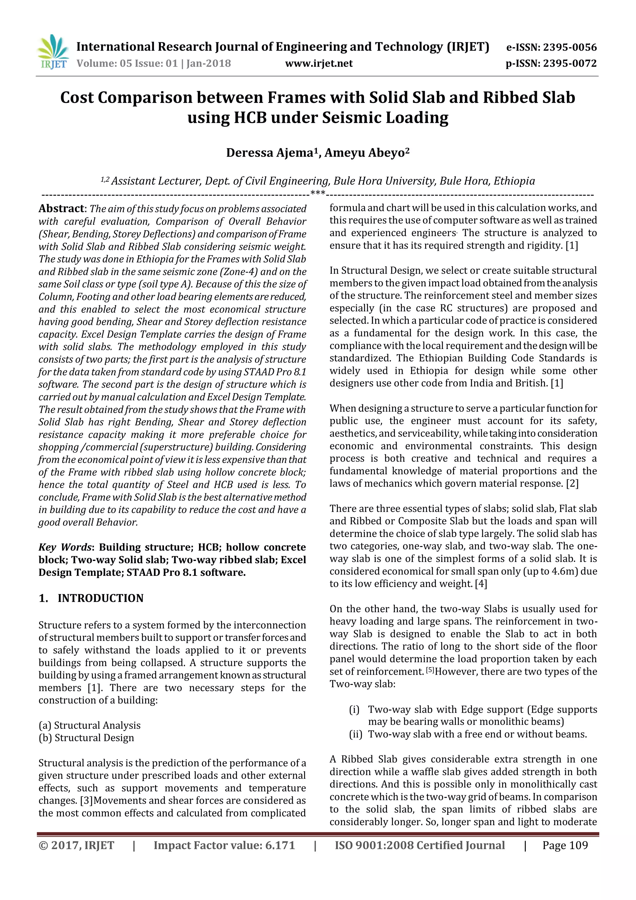 IRJET-Cost Comparison Between Frames with Solid Slab and Ribbed Slab ...