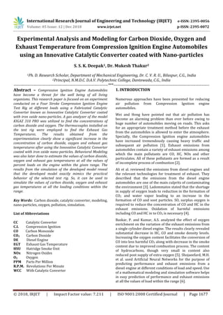IRJET- Experimental Analysis and Modeling for Carbon Dioxide, Oxygen ...