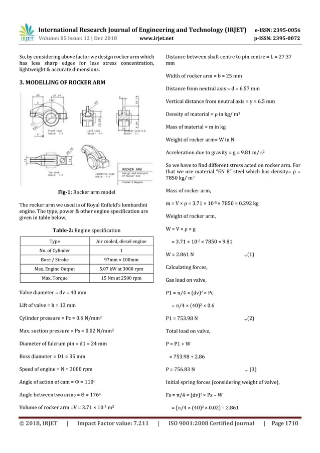 IRJET- Theoretical Analysis of Rocker Arm | PDF