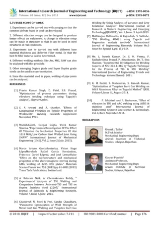 IRJET- Experimental Investigation for Effect of Vibration on Mechanical Properties of DSS 2205 ...