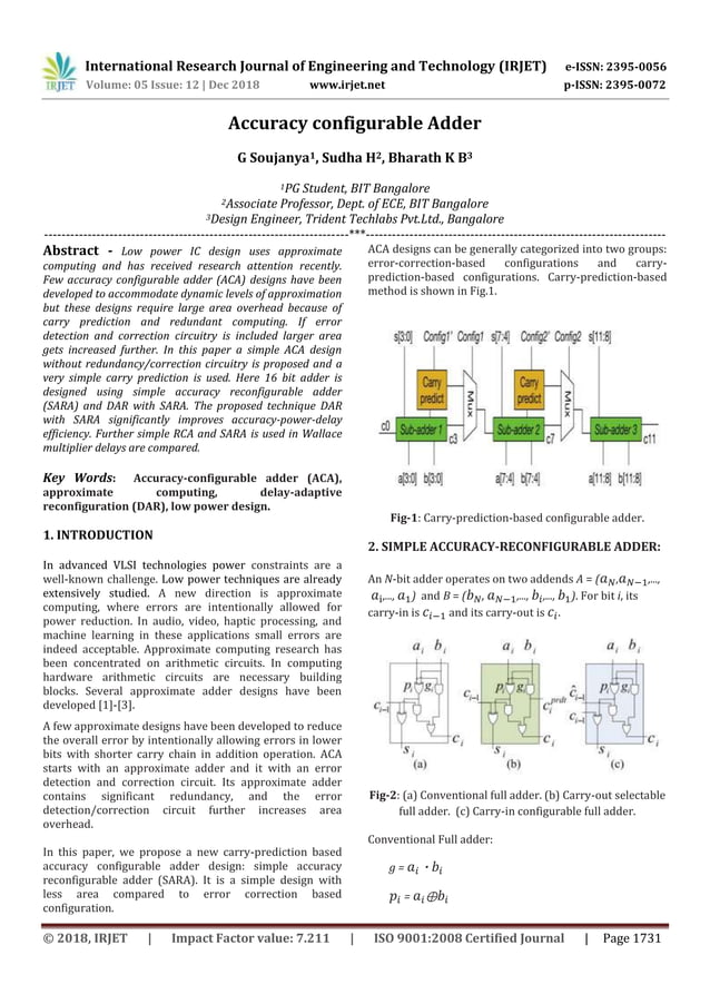 Irjet Accuracy Configurable Adder Pdf