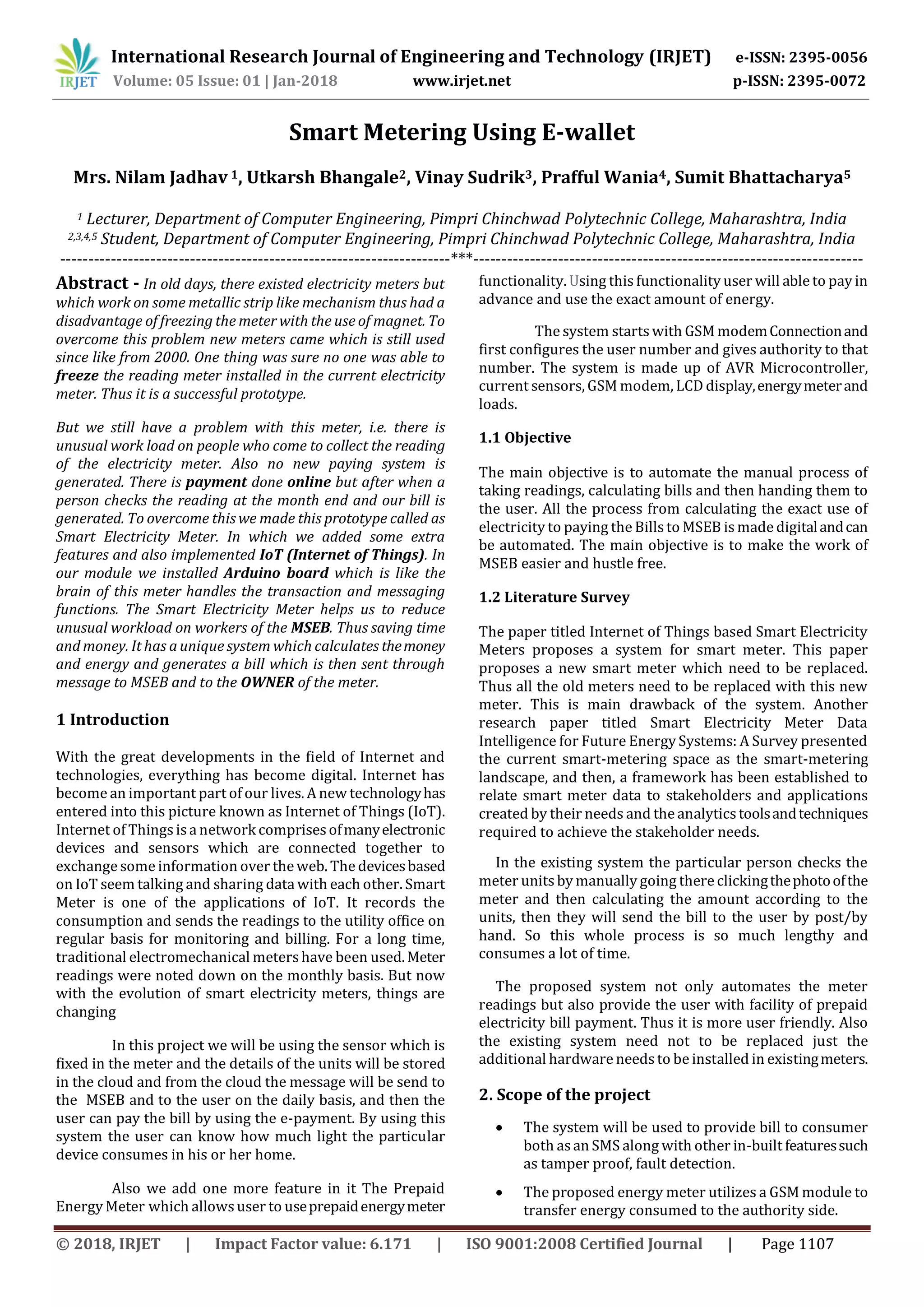 Smart Metering using E-wallet | PDF