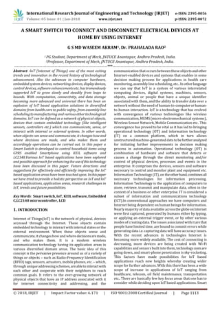 A Smart Switch to Connect and Disconnect Electrical Devices at Home by using Internet | PDF