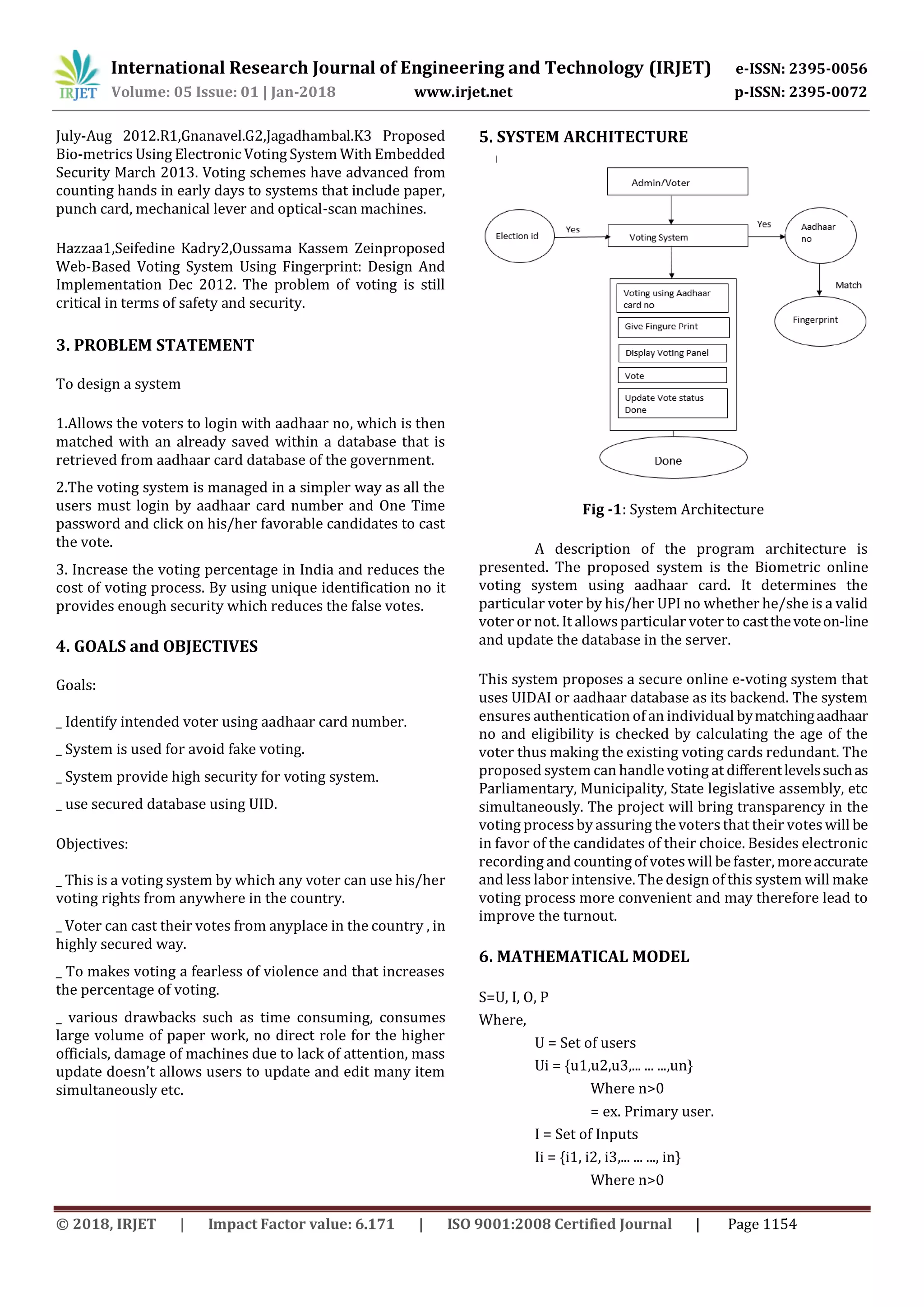 Online Voting System using Aadhaar Card and Biometric | PDF