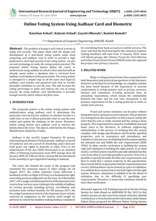 Online Voting System using Aadhaar Card and Biometric | PDF