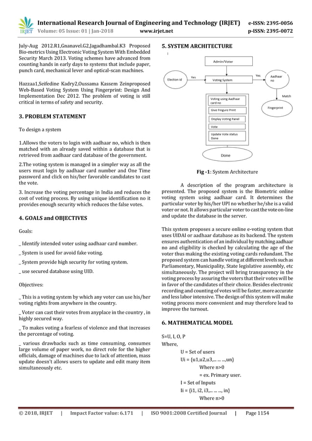 Online Voting System using Aadhaar Card and Biometric | PDF