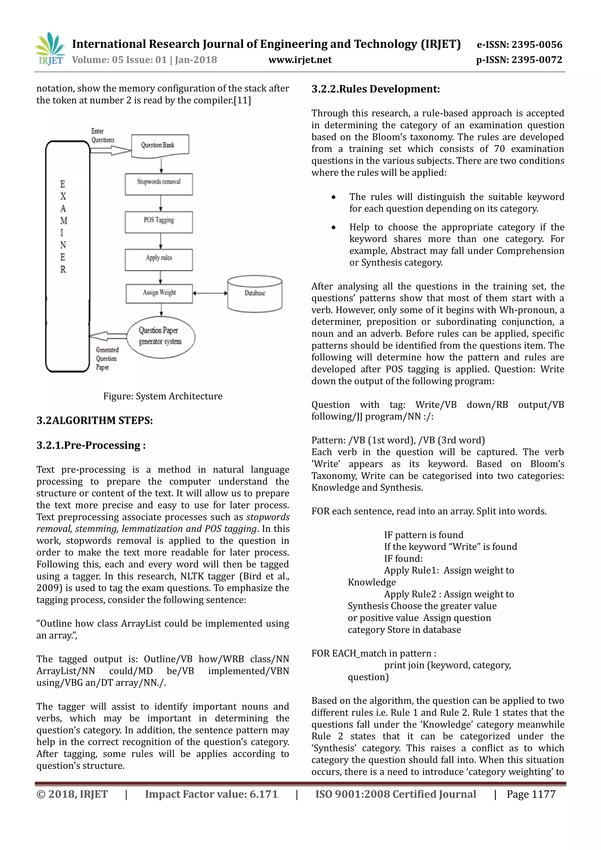 An Automatic Question Paper Generation : Using Bloom's Taxonomy | PDF